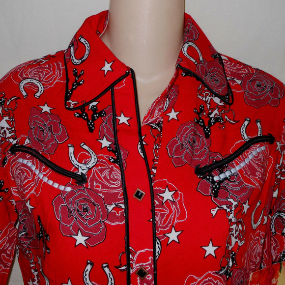 Wrangler | Tops | Wrangler Rodeo Quincy Nwt Red Western Snap Shirt ...